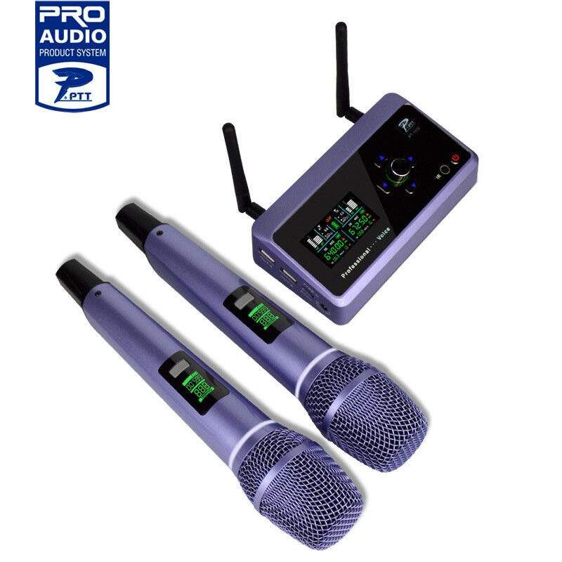 Набор беспроводных микрофонов UHF 1232-D6 для домашних караоке и КТВ, 1 передатчик 2 приемника, металлическая