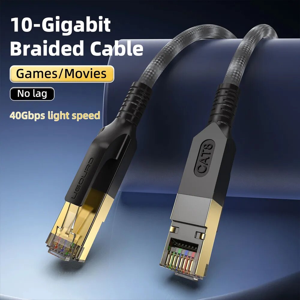 UGOURD Кабель для интернет-соединения RJ-45/RJ-45, 10 м, темно-серый