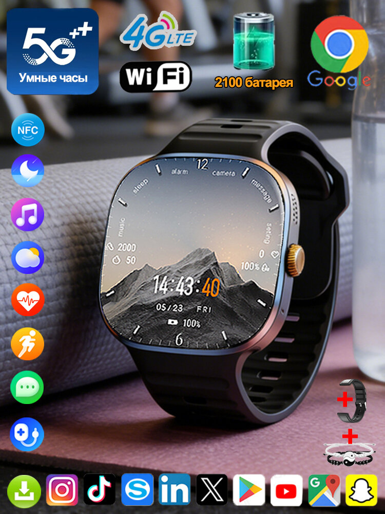 Смарт-часы BAOAIQI, Amoled экран, GPS, Bluetooth, 5G, 4G, черный-