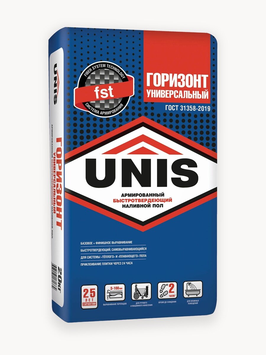 Наливной пол Unis Горизонт универсальный быстротвердеющий 20 кг