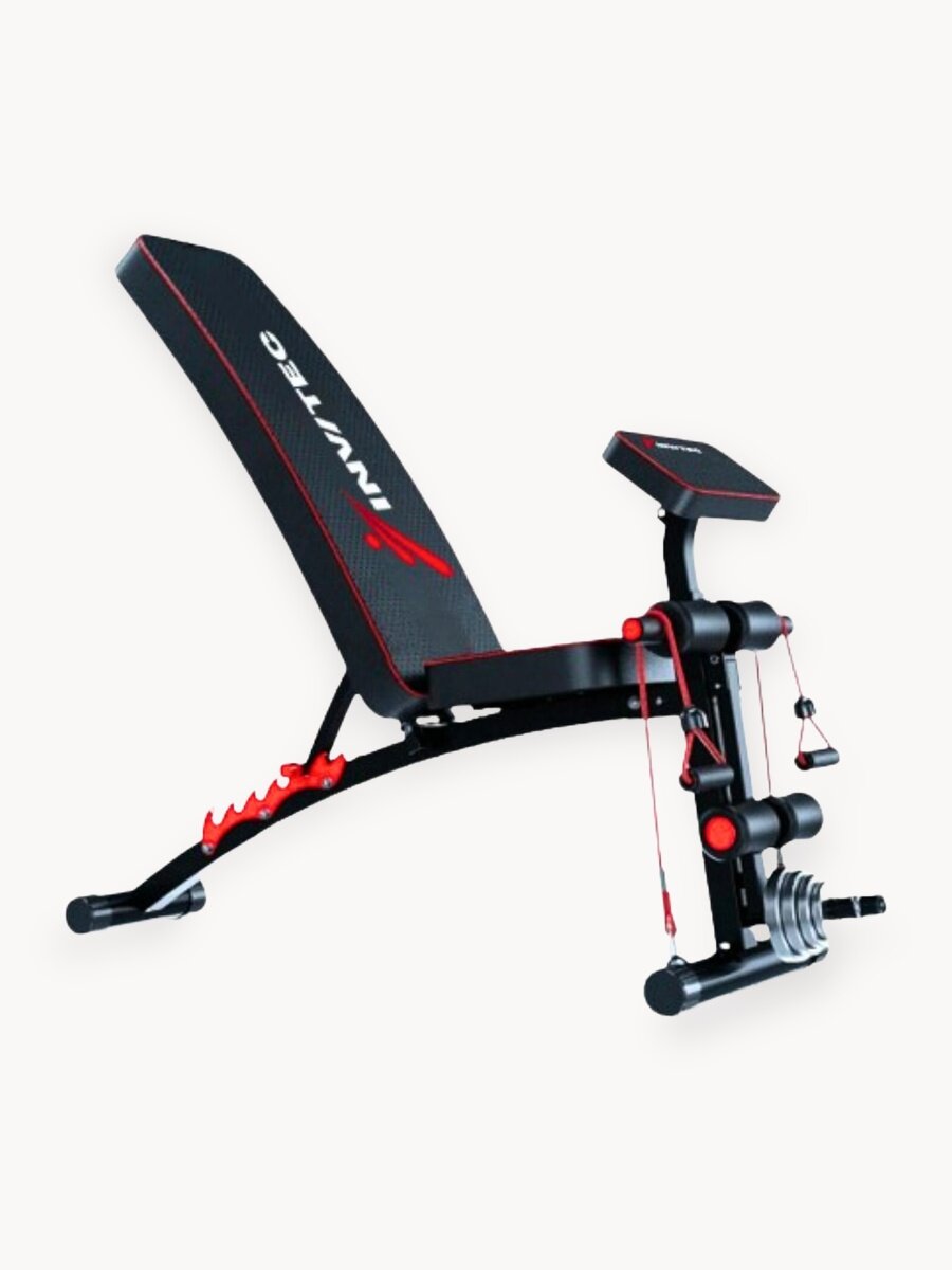 Скамья для жима и пресса спортивная складная с партой Скотта и эспандерами FS-1208T