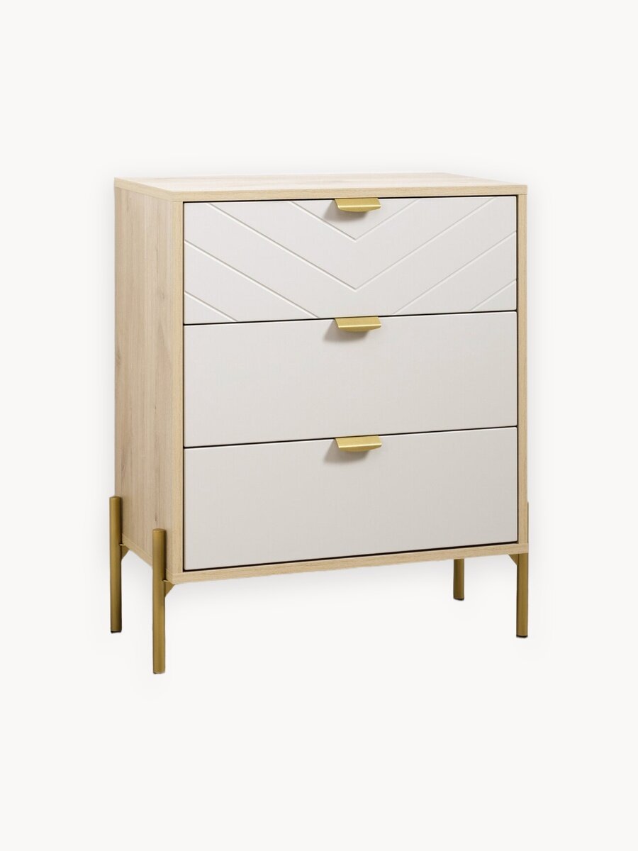 Комод деревянный для вещей с ящиками Венеция 16.229.03, Дуб белый exclusive Моно керамика