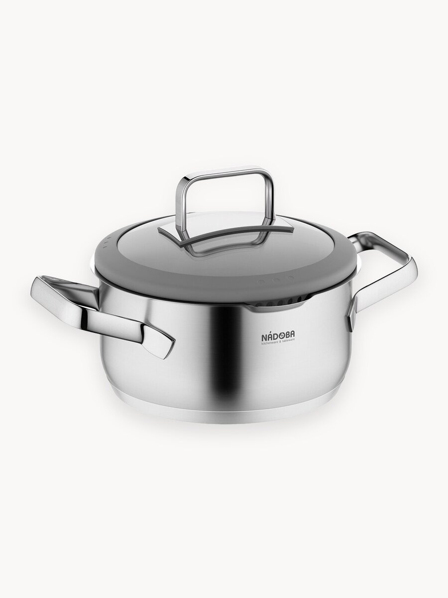 Кастрюля с крышкой, NADOBA, GERDA, 18 см/2,1 л, нержавеющая сталь