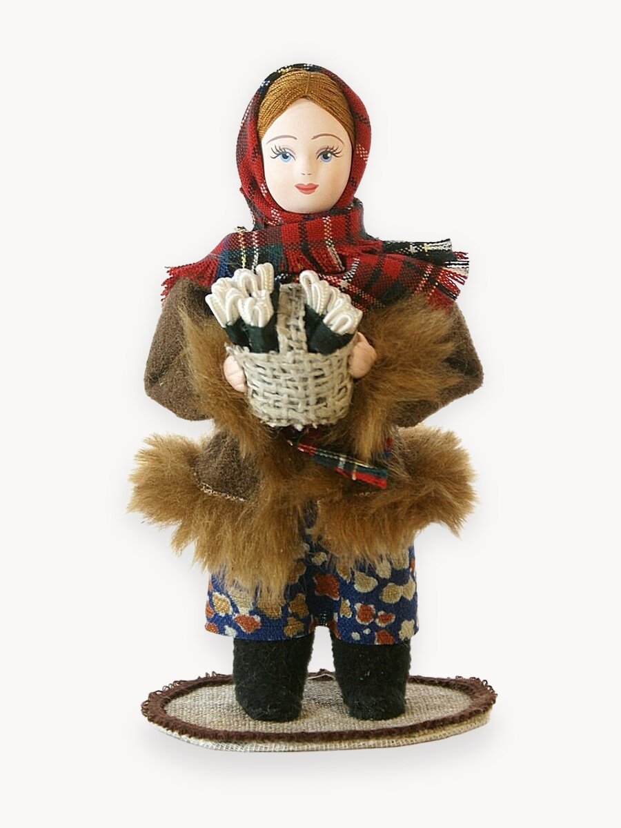 Кукла фарфоровая Девочка с корзиной подснежников