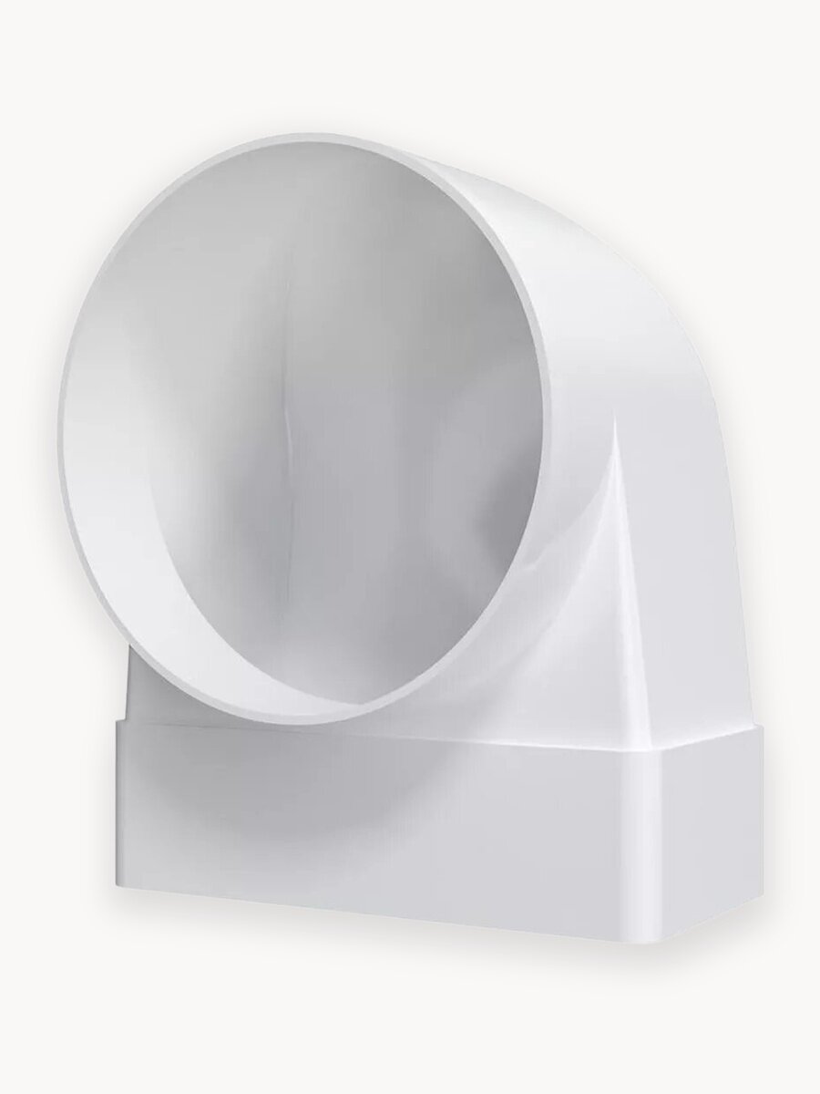 Переходник ERA 511СК10КП D100 мм, 90°, 55х110 мм, пластиковый, белый, для круглых и прямоугольных воздуховодов