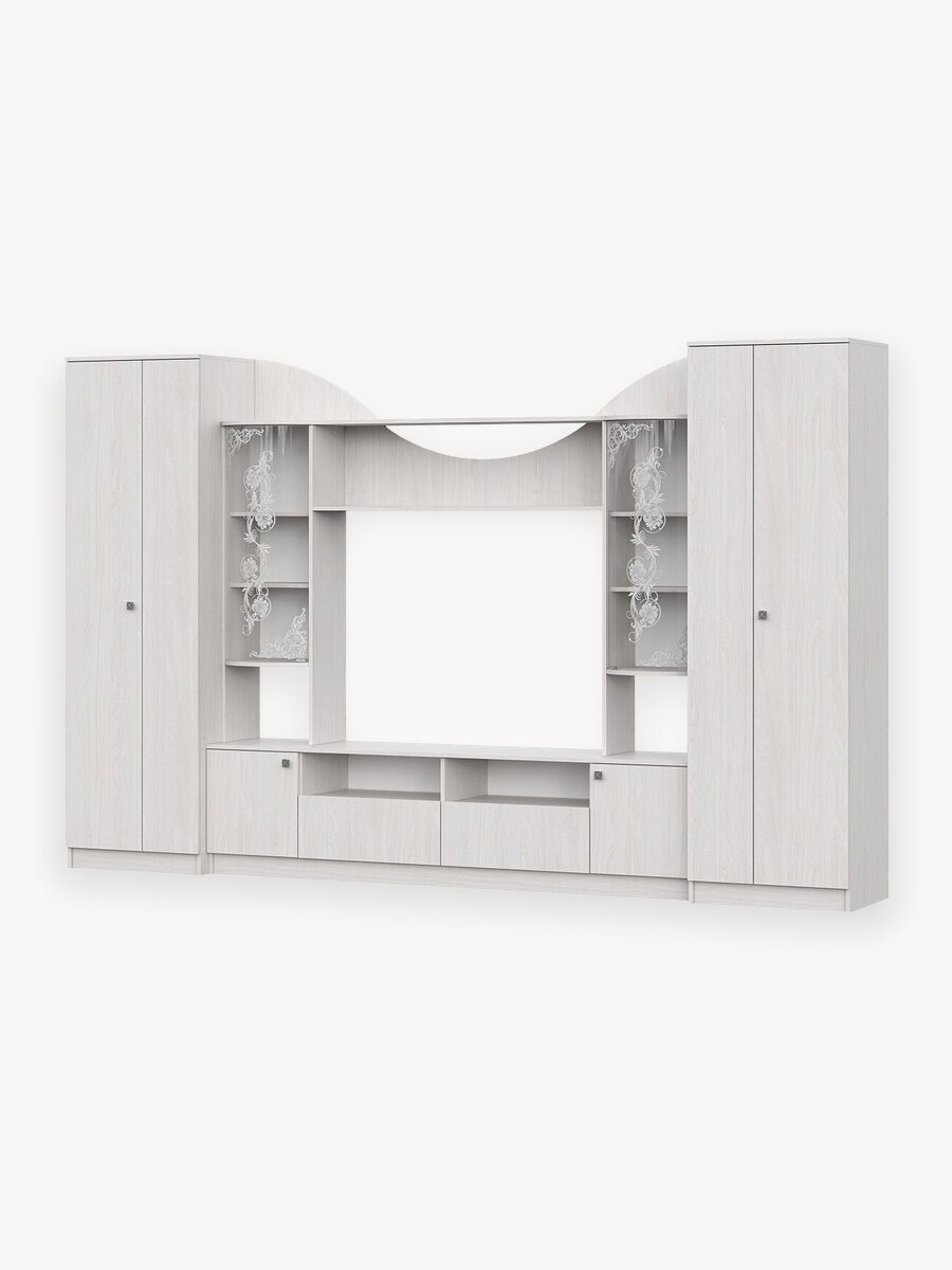 Стенка для гостиной Hoff МГС, 320х200х46, ЛДСП, без доводчика, цвет белый