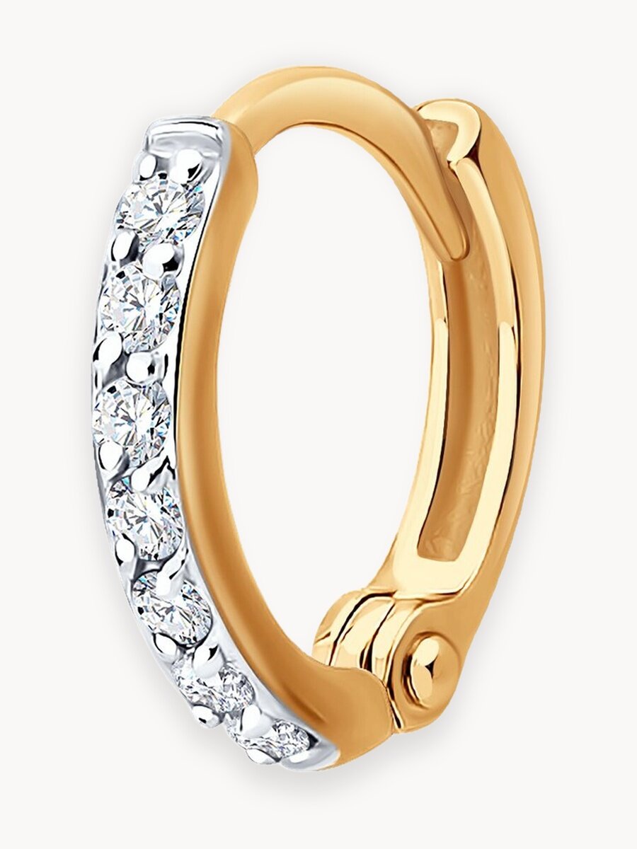 Моносерьга Diamant online, красное золото, 585 проба, фианит