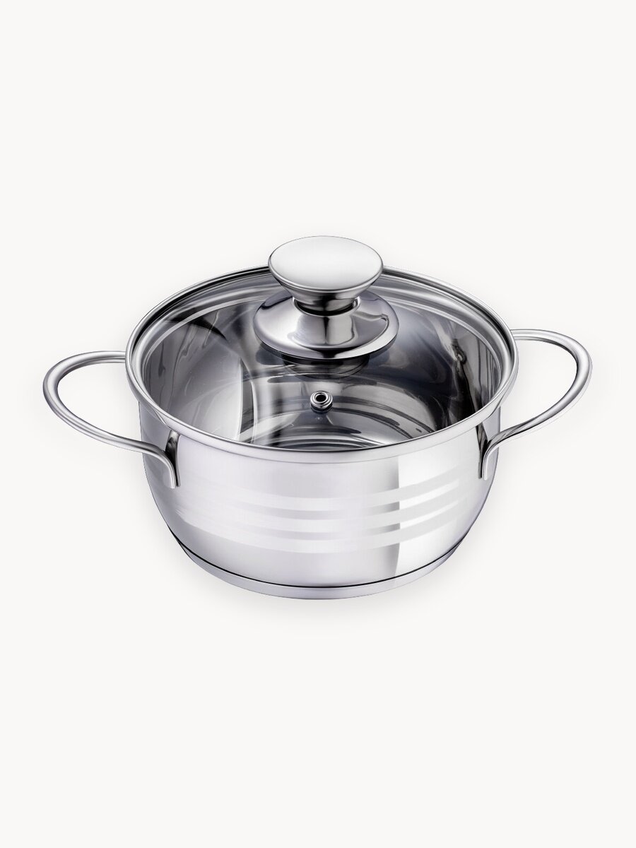 Кастрюля для индукционной плиты, 1,5 л, с крышкой, нержавеющая сталь, Regent inox
