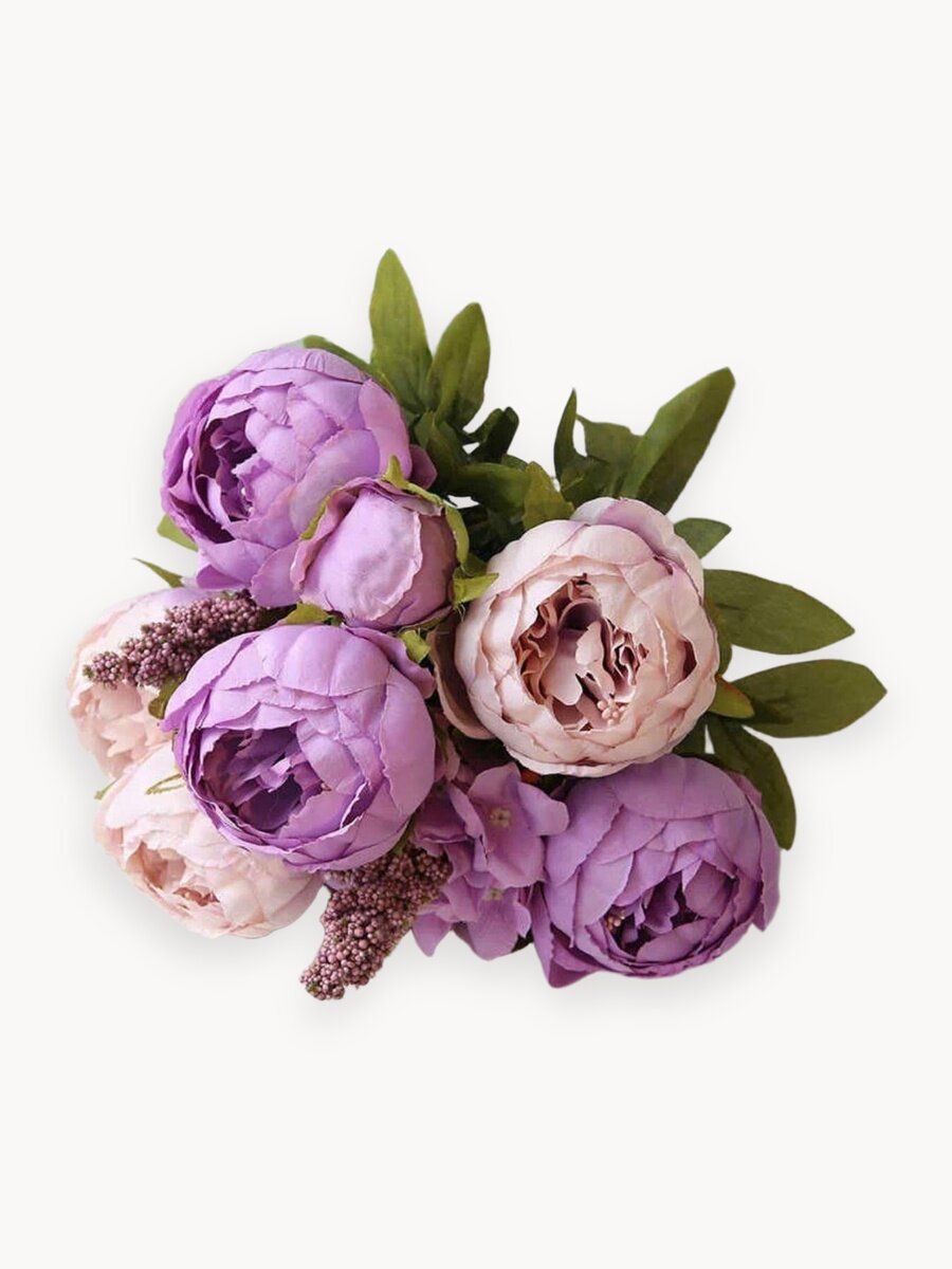 Букет искусственных цветов Botanique One для декора, букет пионов для интерьера, текстиль, 56 см