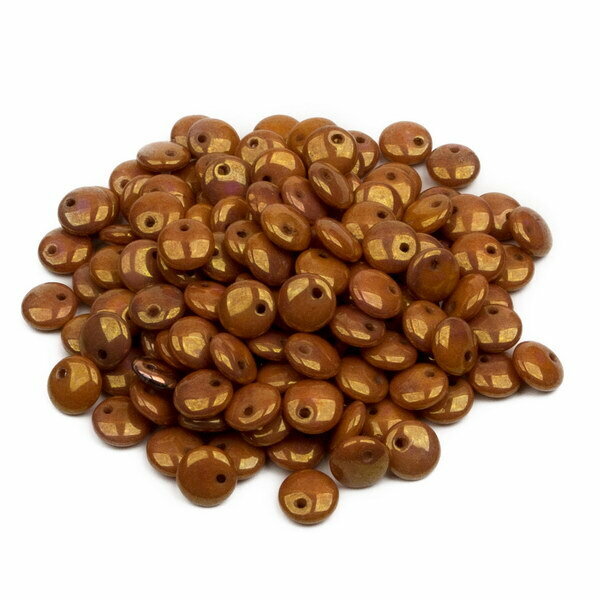 Стеклянные чешские бусины, Lentils, 6 мм, цвет Alabaster Gold Luster, 150 шт.