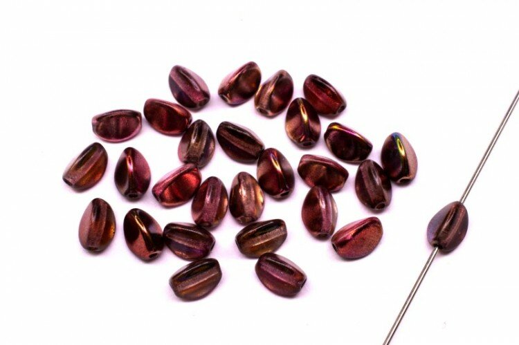 Бусины Pinch beads 5х3мм, отверстие 0,8мм, цвет 00030/95200 хрусталь/винный радужный, 755-049, 10г (около 117шт)