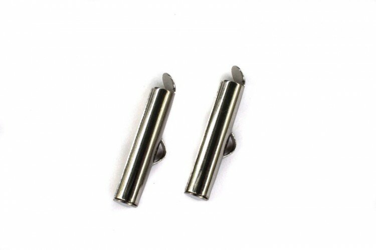 Концевик-трубочка с петелькой 20х4мм, внутренний диаметр 3мм, отверстие 1х2мм, цвет платина, латунь, 04-146, 2шт