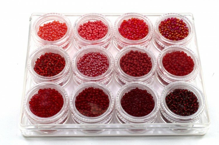 Набор бисера, красная гамма, 59-052, 1шт