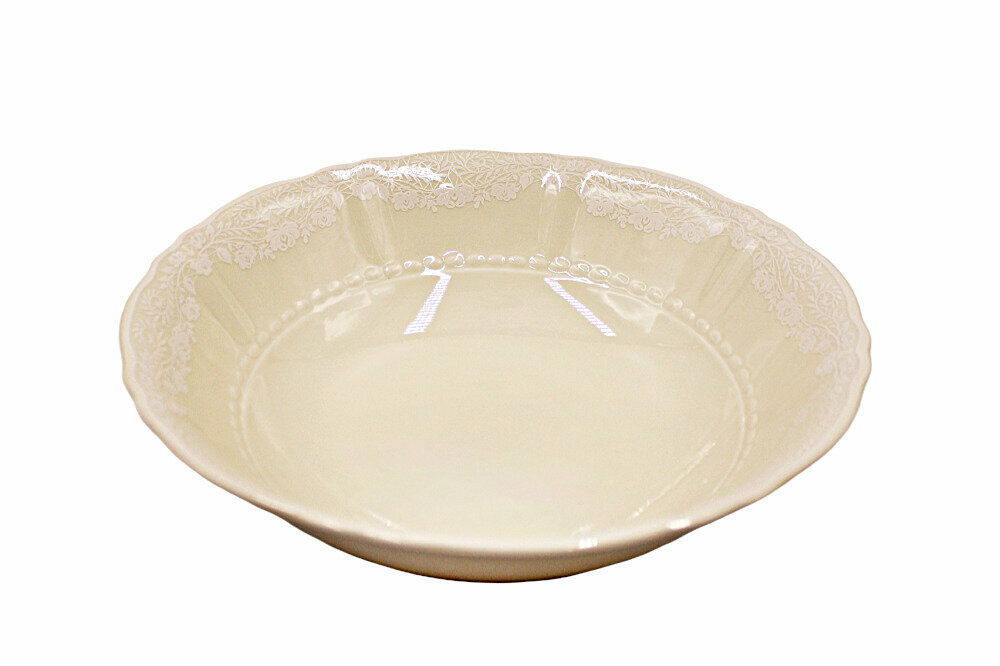 Салатник круглый 26 см. Соната "Белые узоры", слоновая кость