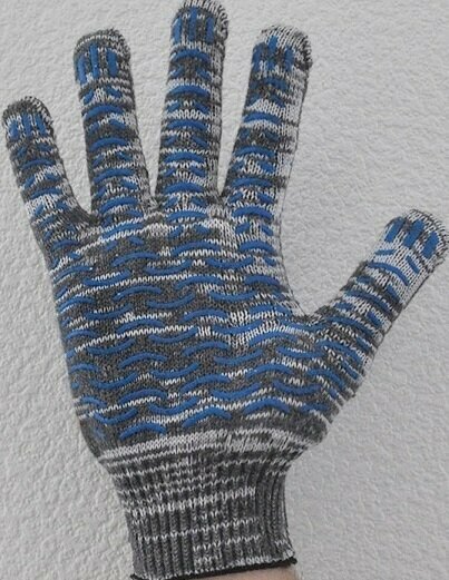 Перчатки рабочие х/б, ПВХ "Волна", 7,5 класс, 7 нитей, серый (1уп-1пара)/г. Бирск