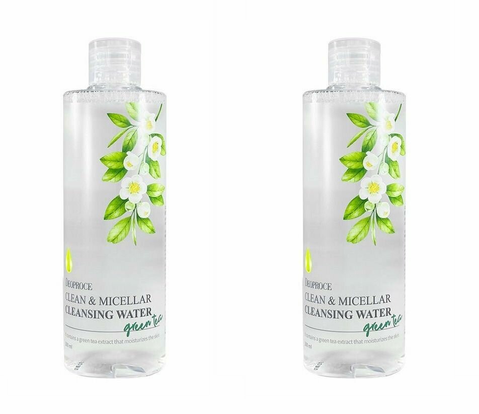 Deoproce Мицеллярная вода с экстрактом зеленого чая Clean & Micellar Cleansing Water Green Tea, 300 мл, 2 шт