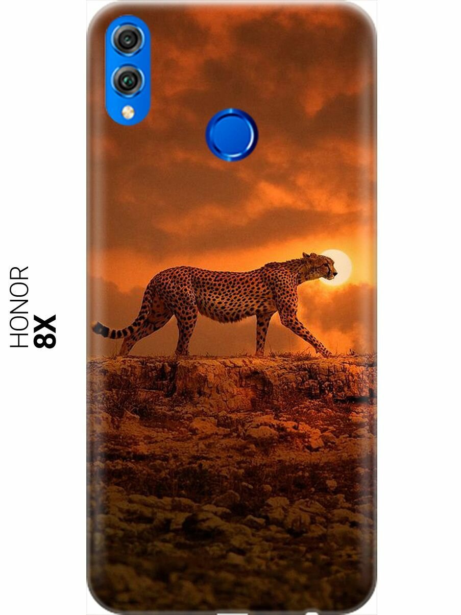 Силиконовый чехол на Honor 8X, Хонор 8Х с принтом "Закатный гепард"