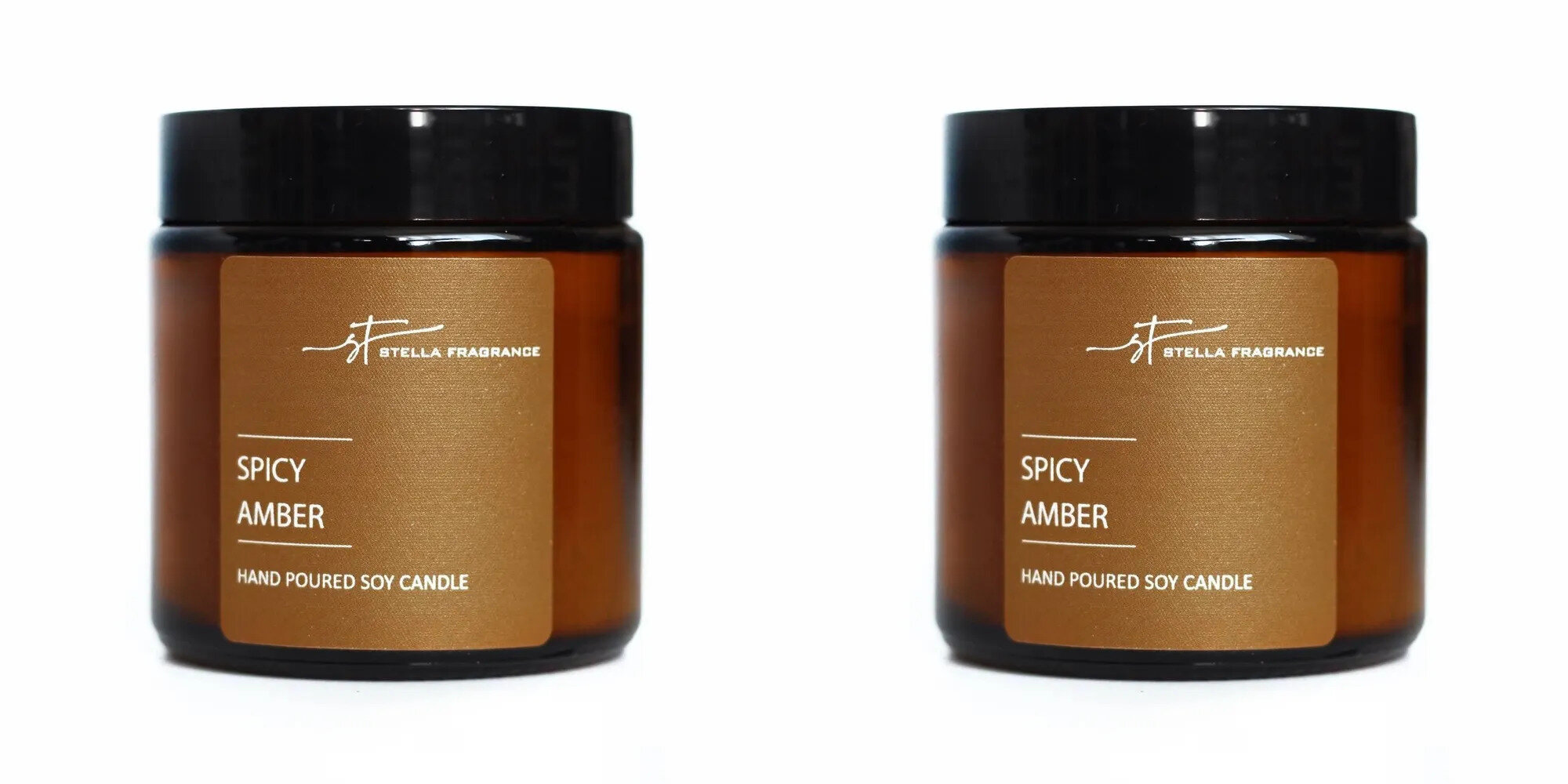 Свеча ароматизированная в стеклянной банке Stella Fragrance Spicy Amber, 90 гр, 2 штуки.