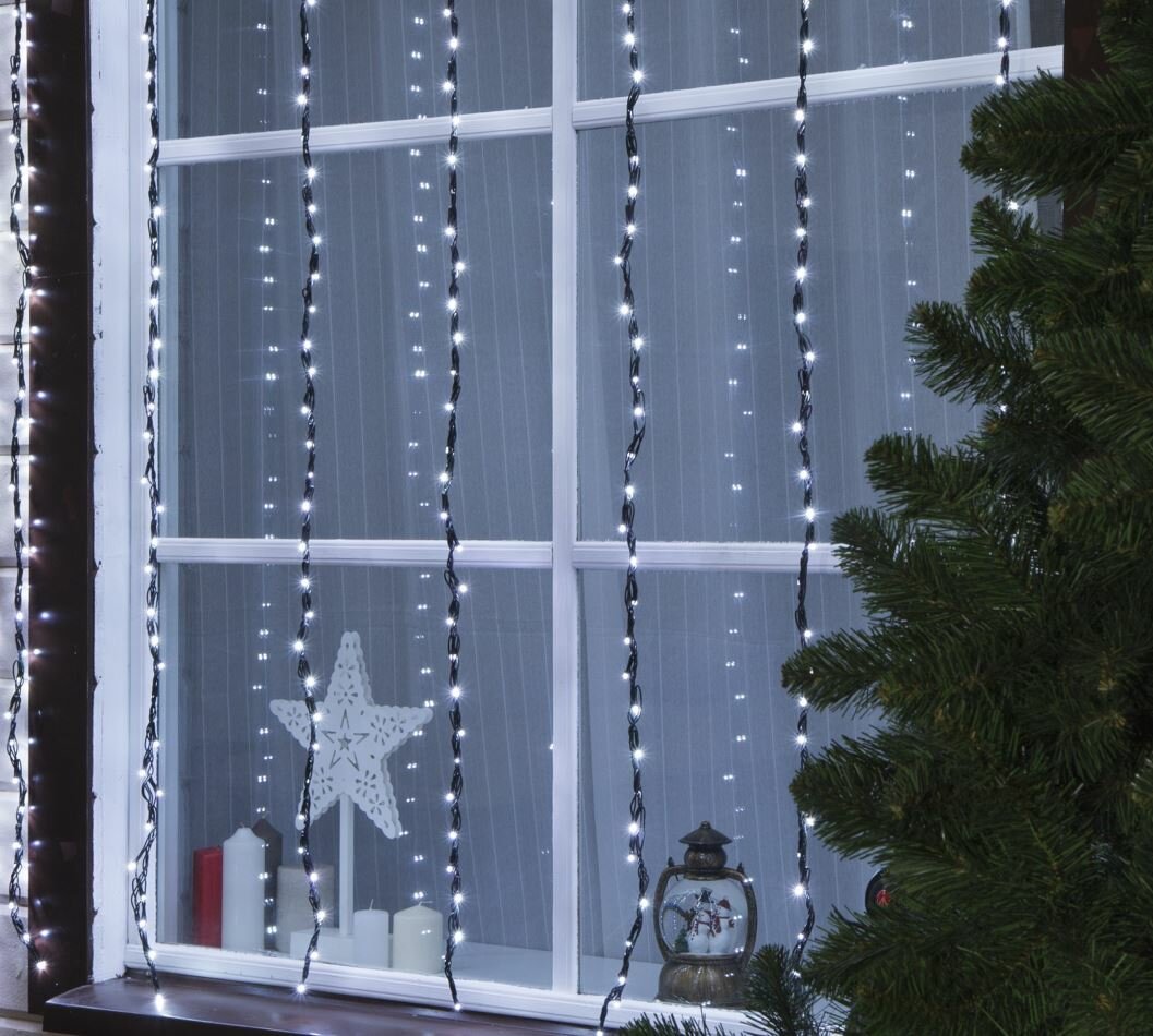 Гирлянда штора «Водопад» 2 × 1.5 м уличная, IP44, тёмная нить, 400 LED, свечение белое, 8 режимов, 220 В, бренд Luazon Lighting