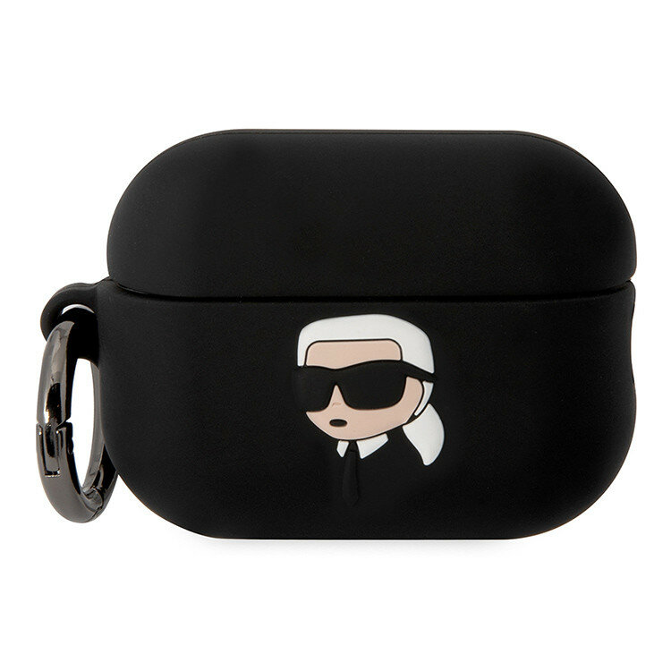Karl Lagerfeld силиконовый чехол с карабином для Airpods Pro 2, NFT 3D Karl черный