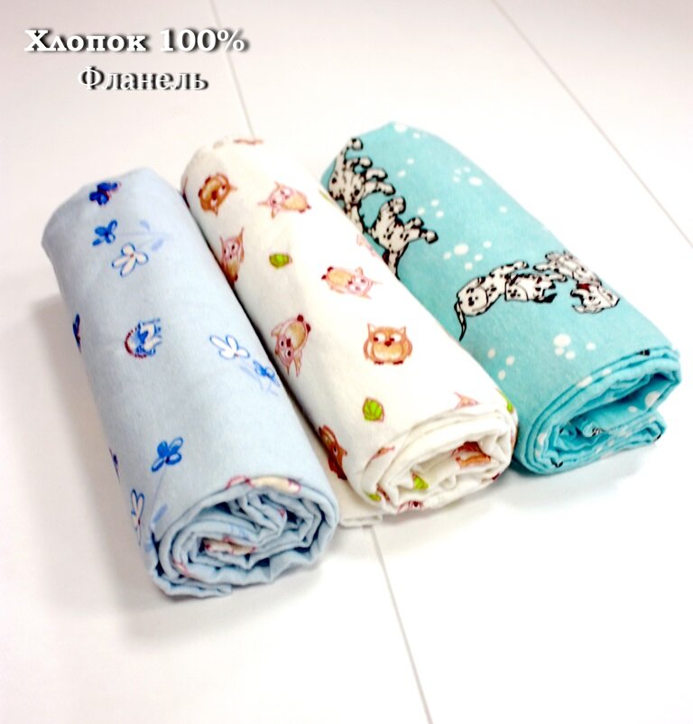Набор теплых пеленок (3 шт) 75*120 (фланель) - мальчик, арт. Н-22-036-1