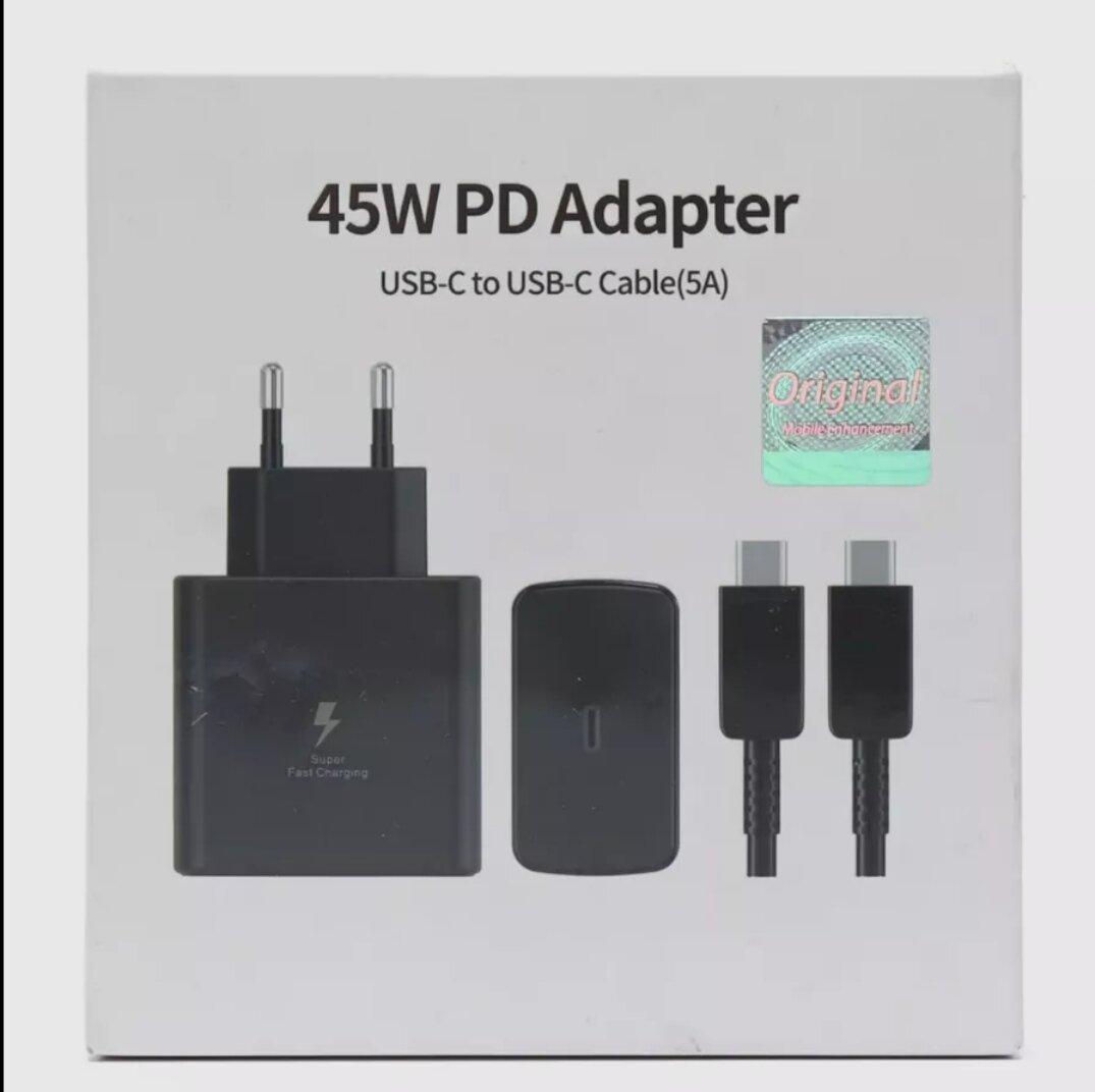Зарядное устройство "Samsung "45 Вт с USB-C кабелем , быстрая зарядка