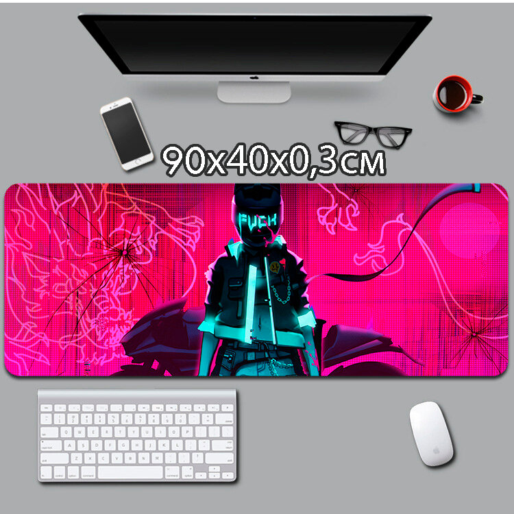 Коврик для мыши в стиле Киберпанк, №041 90x40x0.3см