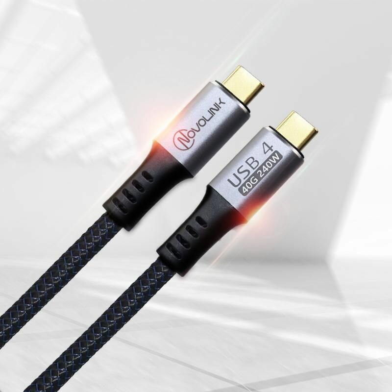 Кабель Type-C 4.0 60Гц/8k плетенный, быстрая зарядка, передача кадров Ethernet 40Гбит/сек, 240Вт, длина кабеля 1 метр