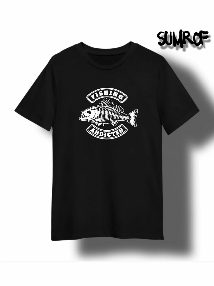 Футболка скелет рыбы рыбалка fishing