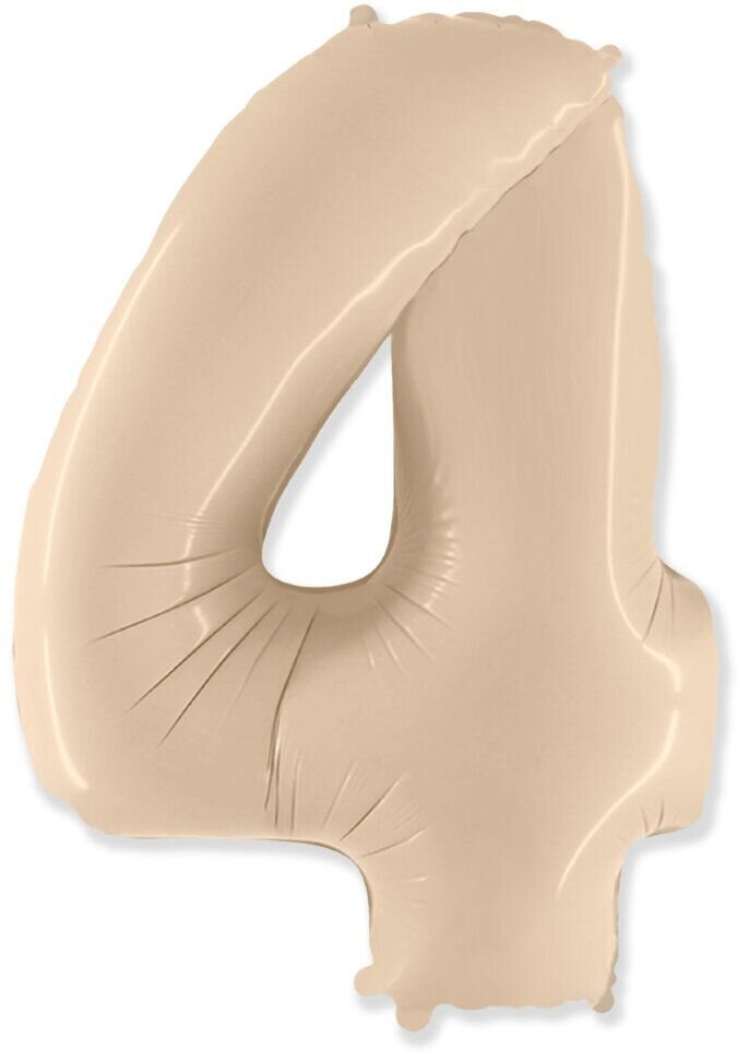 Шар (40'/102 см) Цифра, 4, Кремовый, 1 шт.