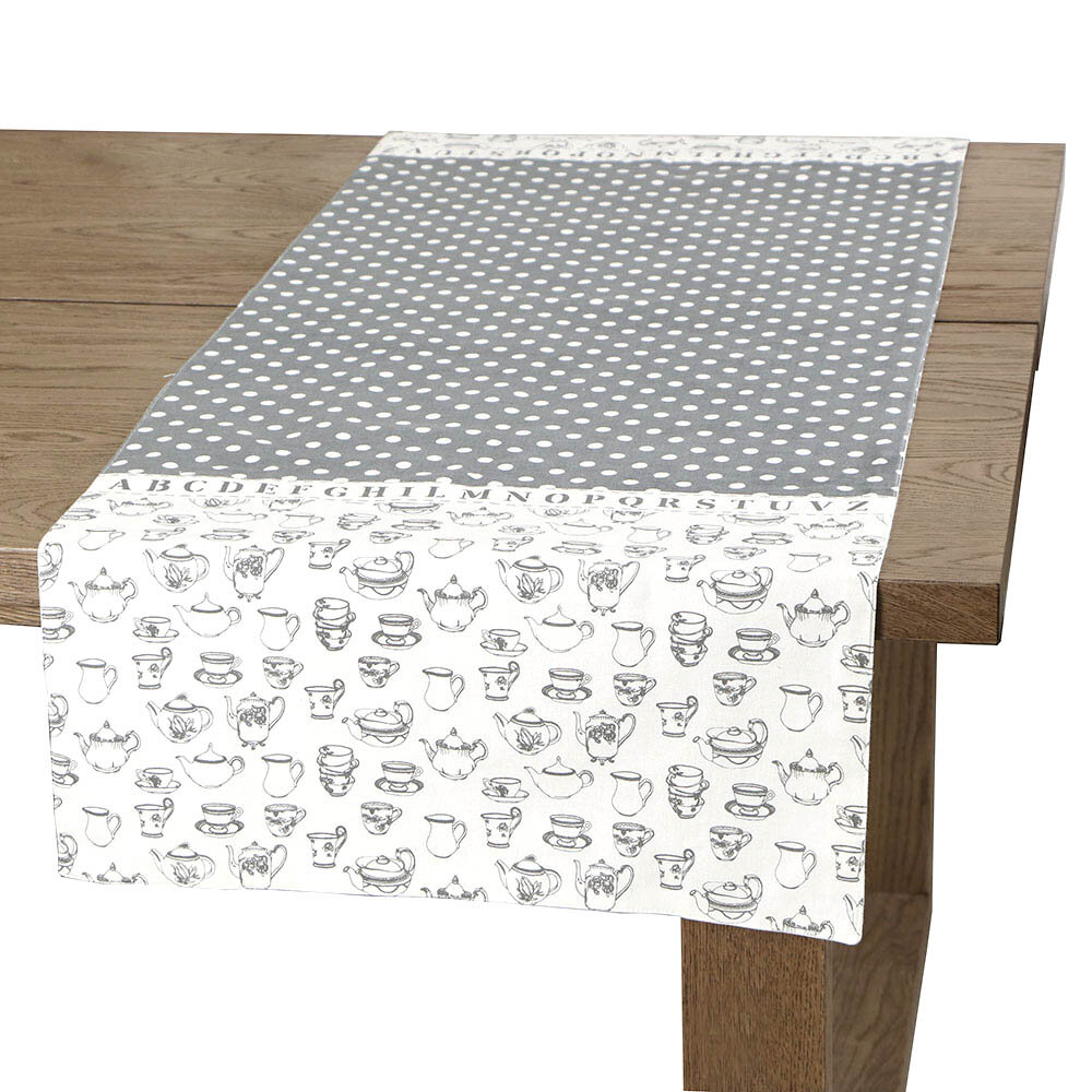 Дорожка на стол Blanc MARICLO 44083, хлопок, металл, подарочная упаковка, серая, 50 см х 150 см