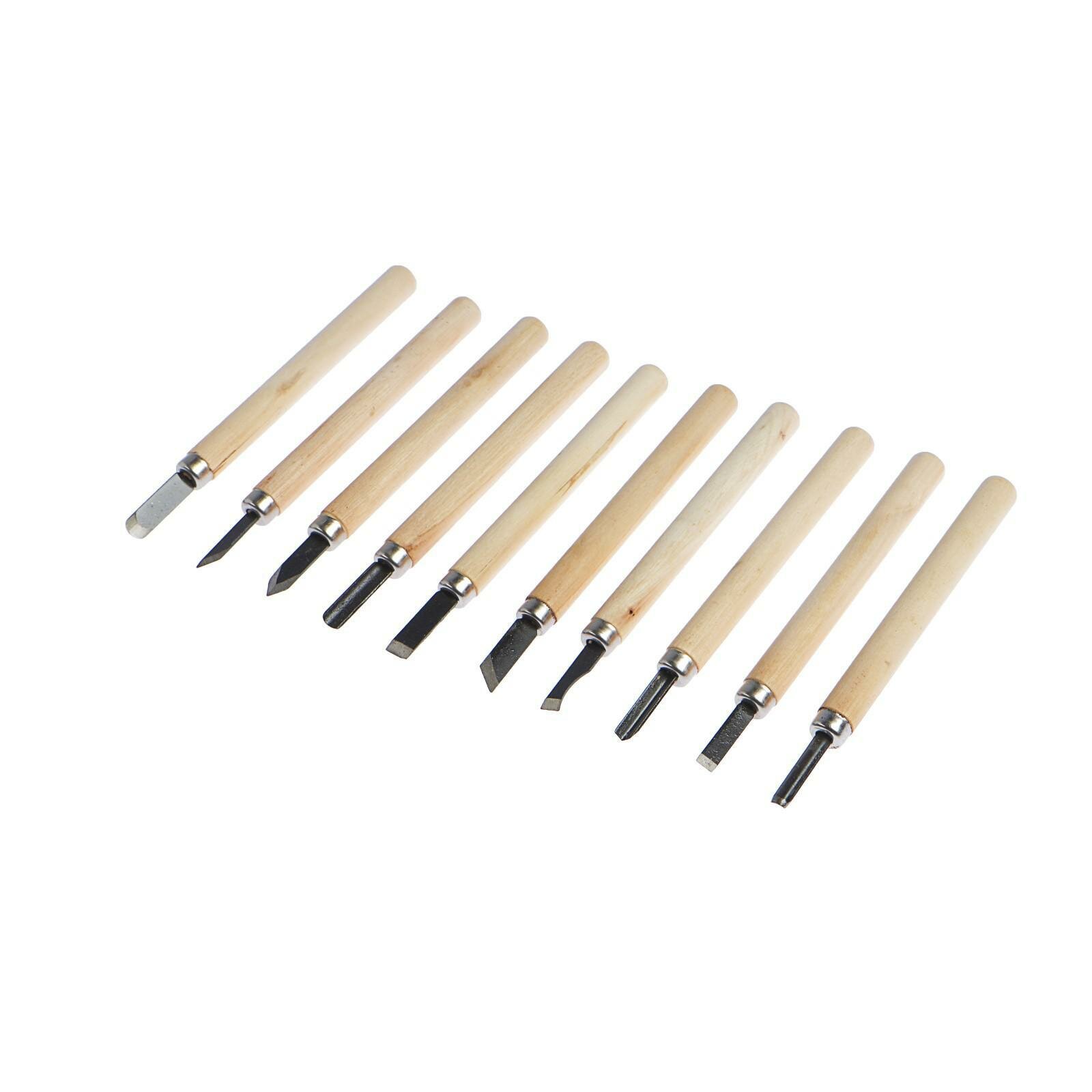Набор резцов по дереву тундра, деревянная рукоятка, 10 шт.
