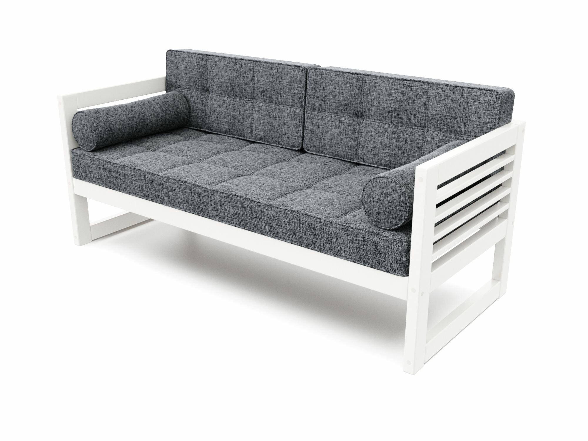 Диван прямой Arsko Сега-Б, серый-белая эмаль, массив дерева, офисный, для кафе и бара, для салона красоты, скандинавский лофт