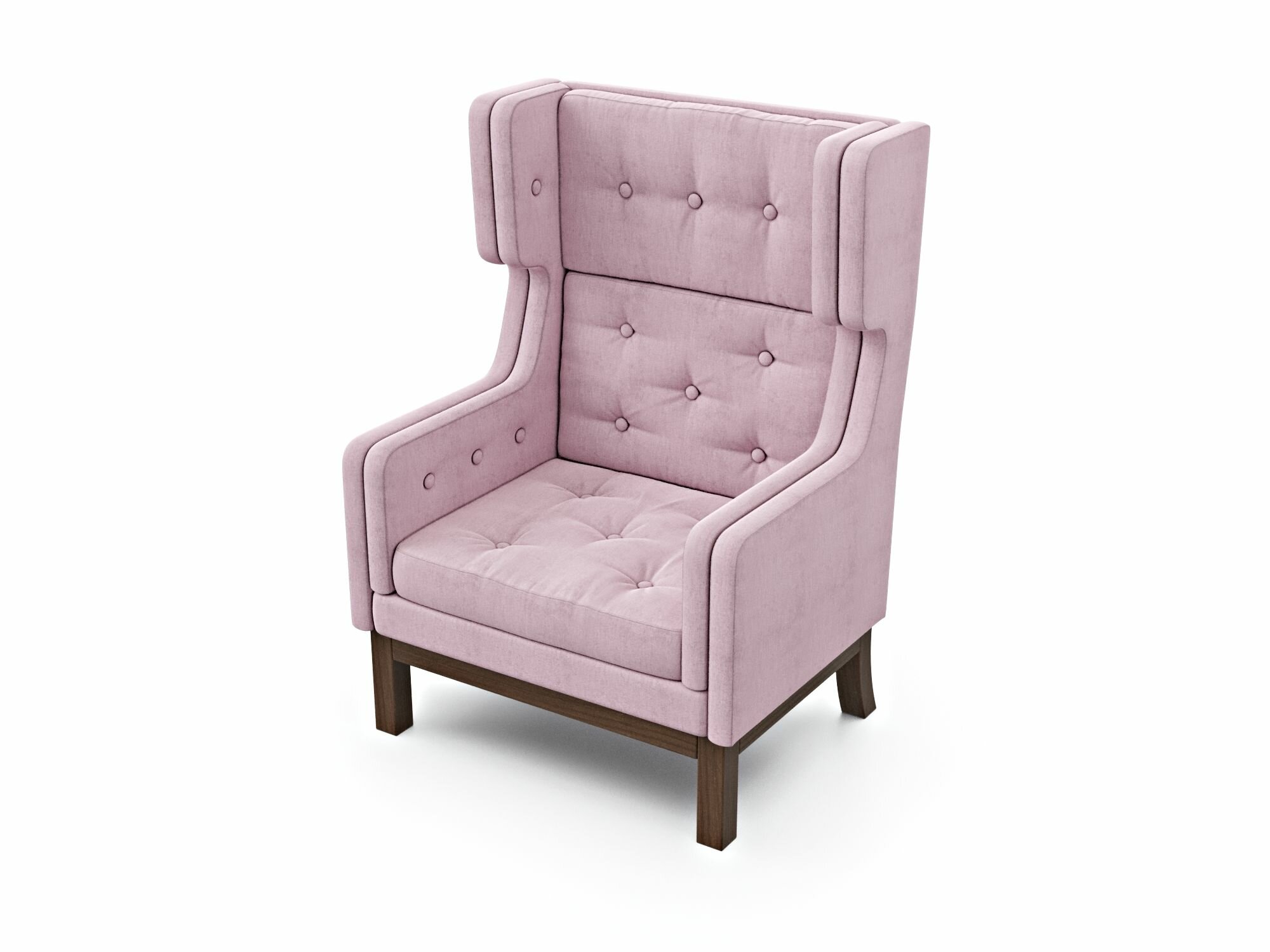 Кресло Arsko Айверс Хай, розовое, велюр, мягкий, для дома, для гостиной, для отдыха дома, на балкон, скандинавский лофт