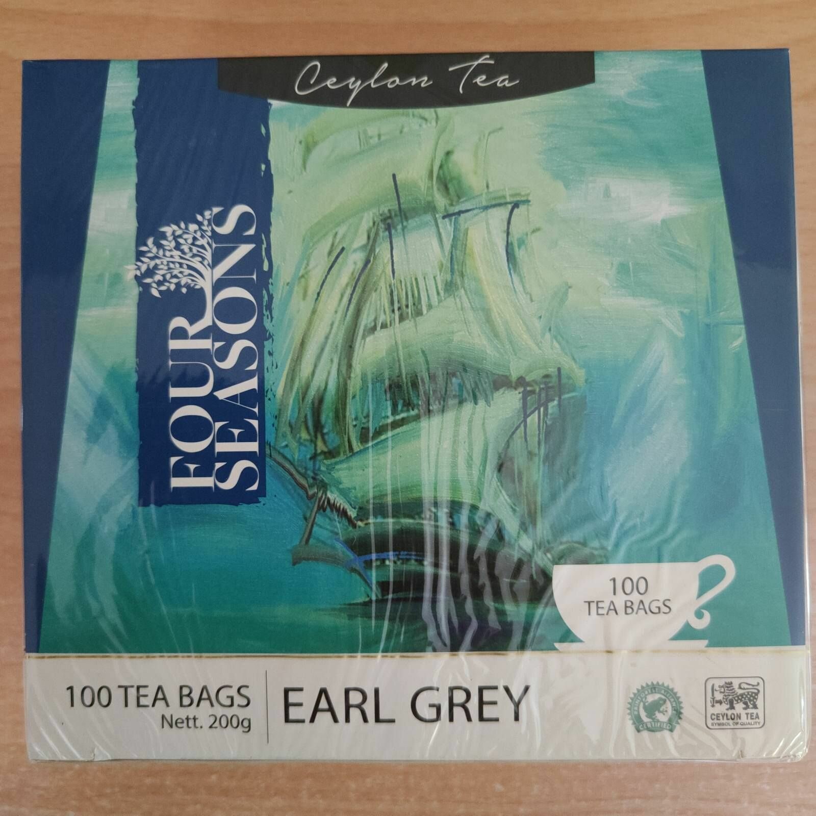 Чай 100 пакетов FOUR SEASONS EARL GREY чёрный цейлонский с маслом Бергамота