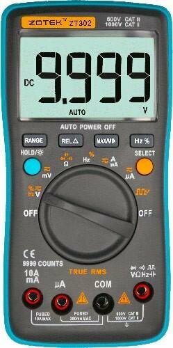 ZT302 True RMS, 9999 отсчетов, Мультиметр цифровой, S-LINE