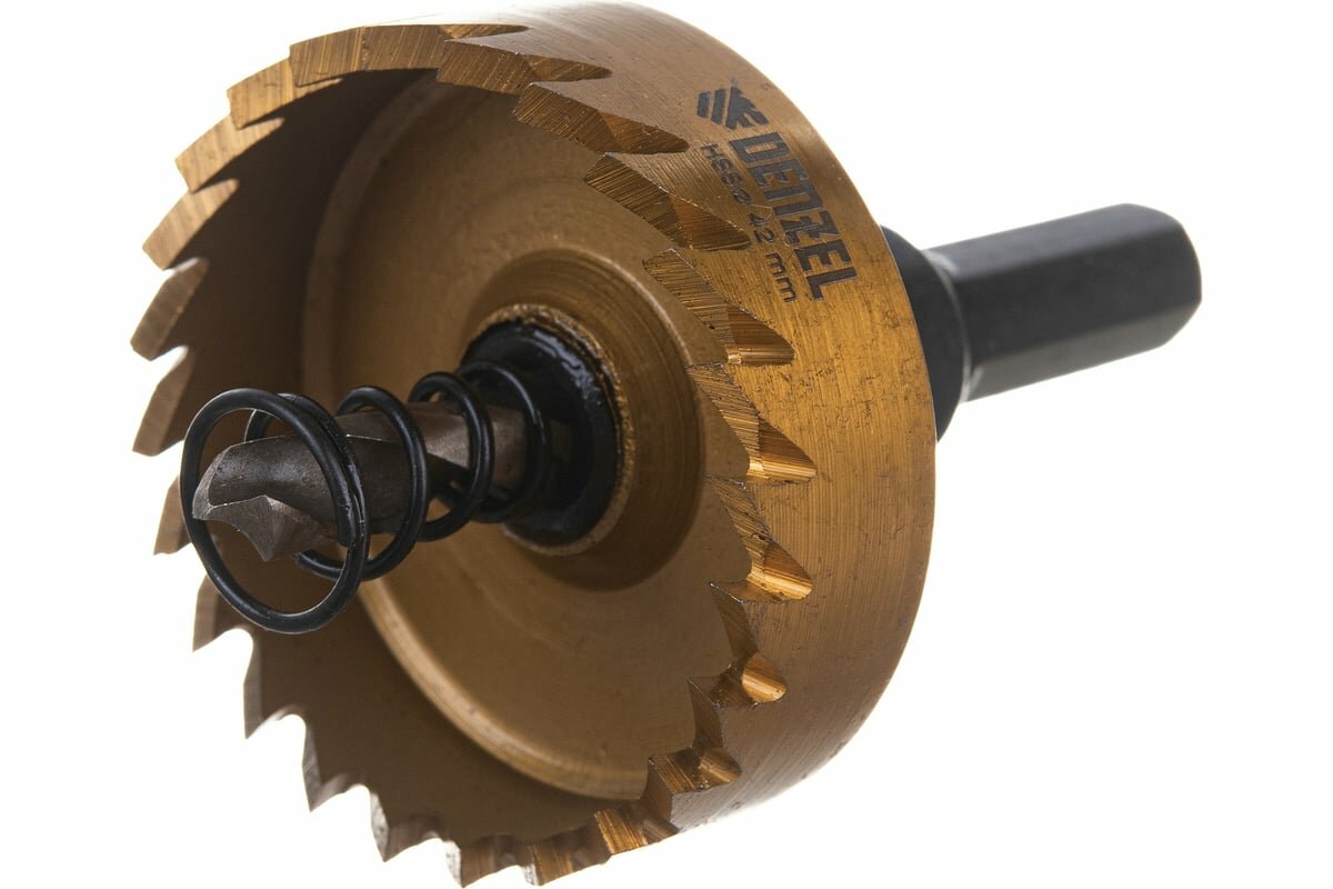 DENZEL 724114 HSS коронка по металлу 42 мм с покрытием нитрид титана TiN для сверления