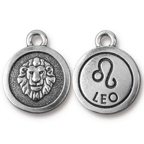 Подвеска, 19х15.5мм, TierraCast, знак зодиака Лев (Leo), базовый материал - оловянный сплав, посеребренный с чернением, 1 шт.