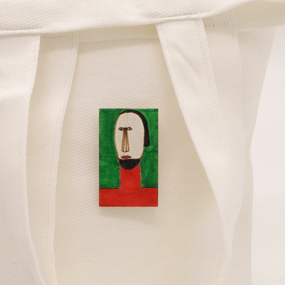 Значок ручной работы "Малевич", благое дело, дерево, 5*5 см.