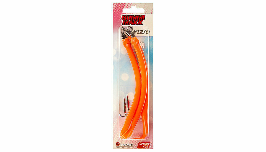 Крючок оснащенный кембриком HIGASHI Gummi Makk #12/0 (set-3pcs) #05 Orange