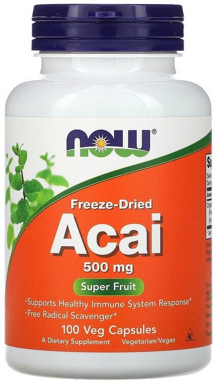 NOW Foods Acai 500 мг 100 капсул