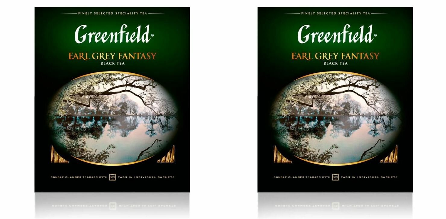Greenfield Чай черный Earl Grey Fantasy, 100 пакетиков, 2 уп