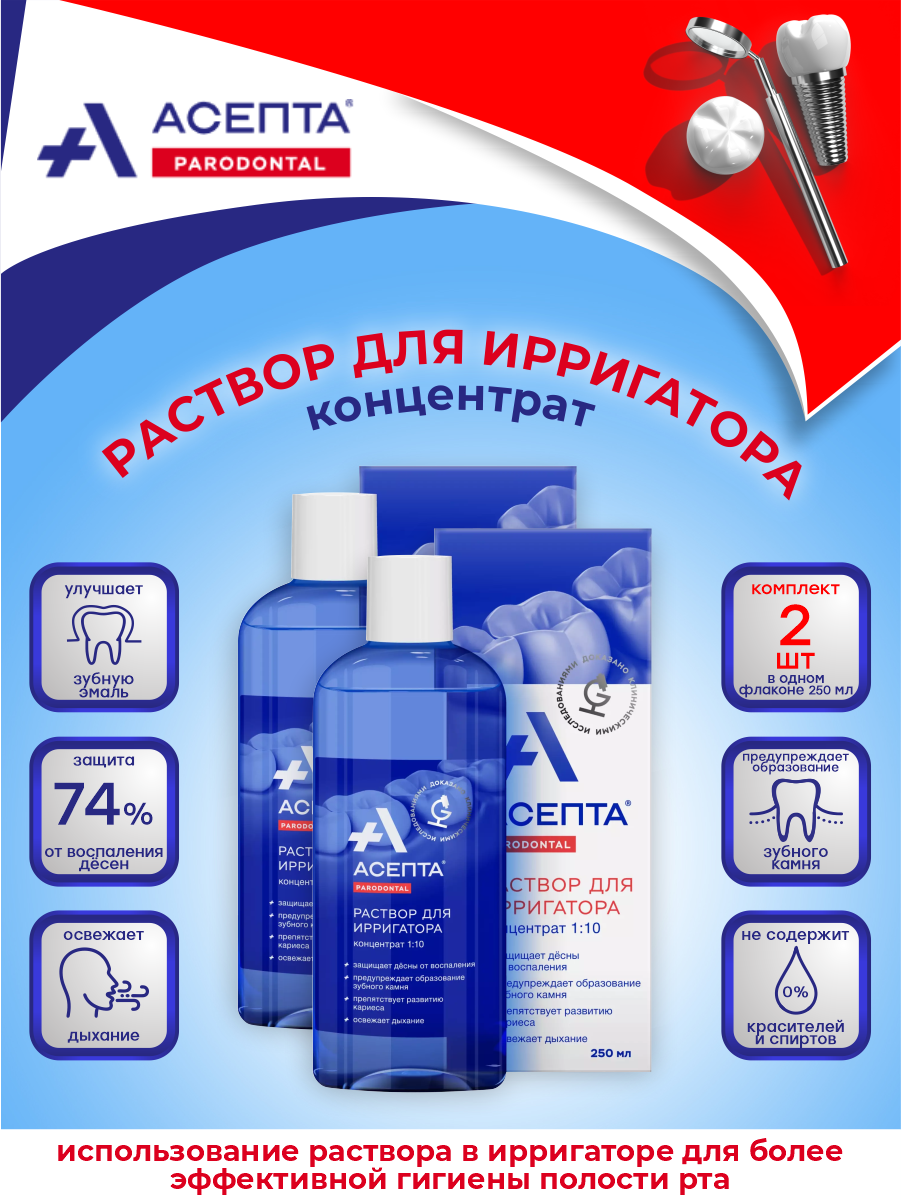 Раствор для ирригатора асепта 250 мл. х 2 шт.
