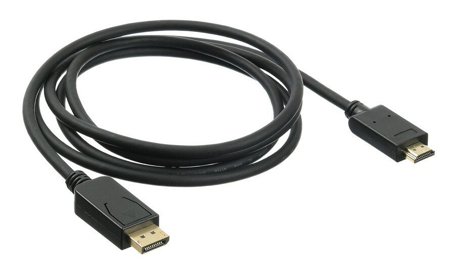 Кабель аудио-видео Buro v. 1.2 DisplayPort (m)/HDMI (m) 2м. позолоч. конт. черный (BHP DPP_HDMI-2) — фото 1