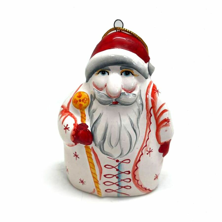 Фарфоровый Дед мороз красный, легкая ёлочная игрушка Sr-AH-60