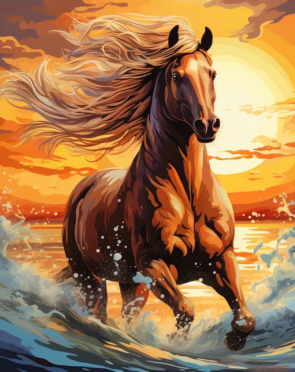 Картина по номерам "Арабский скакун" 40х50 см, хлопковый холст на подрамнике, акрил, АртТойс