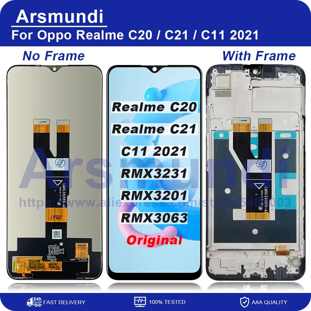 ЖК-дисплей 6,5 дюйма для Realme C20 C21 RMX3201 RMX3063, сенсорный экран для Realme C11 2021 RMX3231 C21 With Frame