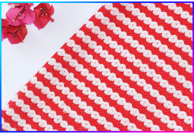 Ткань для украшения шляпы, рождественская елка, красные и белые толстые игольчатые полоски