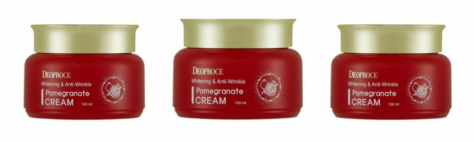 Крем для лица антивозрастной Deoproce Whitening And Anti-Wrinkle Pomegranate Cream, с экстрактом граната, 100 мл, 3 шт.