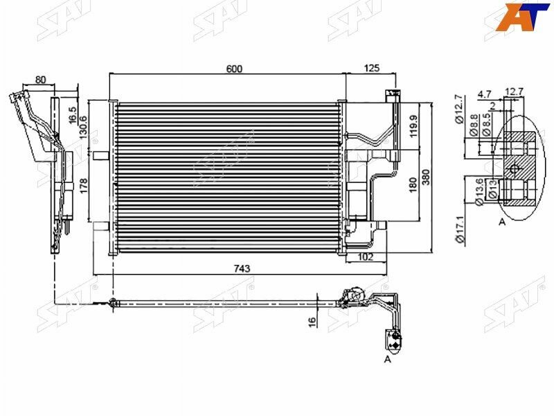 . SAT Радиатор кондиционера для Mazda 3 03-09 , Axela 03-09 , 5 04-11 , Premacy 05-10